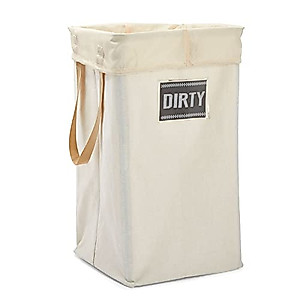 5 Piece Large Collapsible Laundry Hamper with 2 Removable Liner Bags and Folding Frame (Beige, 13 x 23 In)