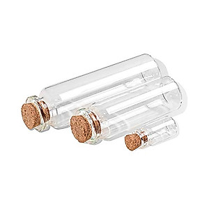 VOFUWS 80PCS Mini Glass Bottles with Corks 50pcs 1.5ml and 12pcs 14ml and 18pcs 25ml(120pcs Eye Screws,30 Meters Twine and 3pcs Funnel)