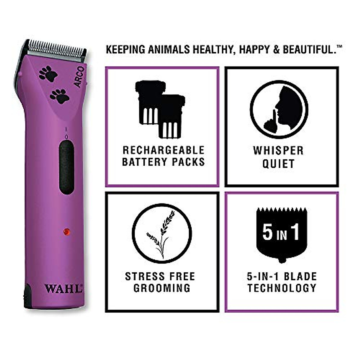 WAHL Professional Animal Purple ARCO SE Cordless Pet Clipper Kit