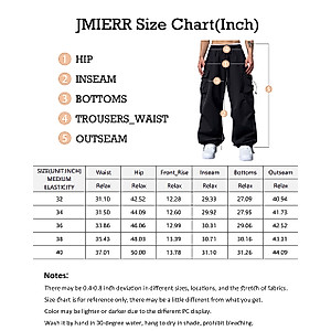 JMIERR Men's Casual Parachute Pants Wide Leg Trousers Beam Feet Harem Baggy Cargo Pants for Trendy Street Wear,US 36(L),Black