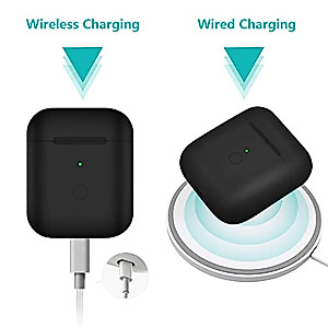 Compatible for AirPods 1st/2nd Charging Case, Wireless Charger Replacement Case for AirPods Case 2nd Gen with Bluetooth Pairing Sync Button, Black