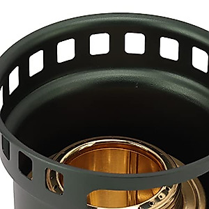 Alcohol Stove, Portable Aluminium Alloy Spirit Burner Easy to Hollow Bracket Sealing Ring with Storage Bag for Teapots(Blackish Green)