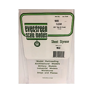 Evergreen 9005 Pack of 3 Clear Polystyrene Sheets 150x300x0.13mm