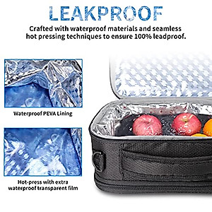 PACEARM Lunch Bag Insulated Lunch Box Cooler Bag (Black, 6-12Can)