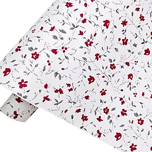 Yifely Red Rural Floral Shelf Liner Locker Decor Sticker Self-Adhesive Furniture Paper 17.7 Inch by 9.8 Feet