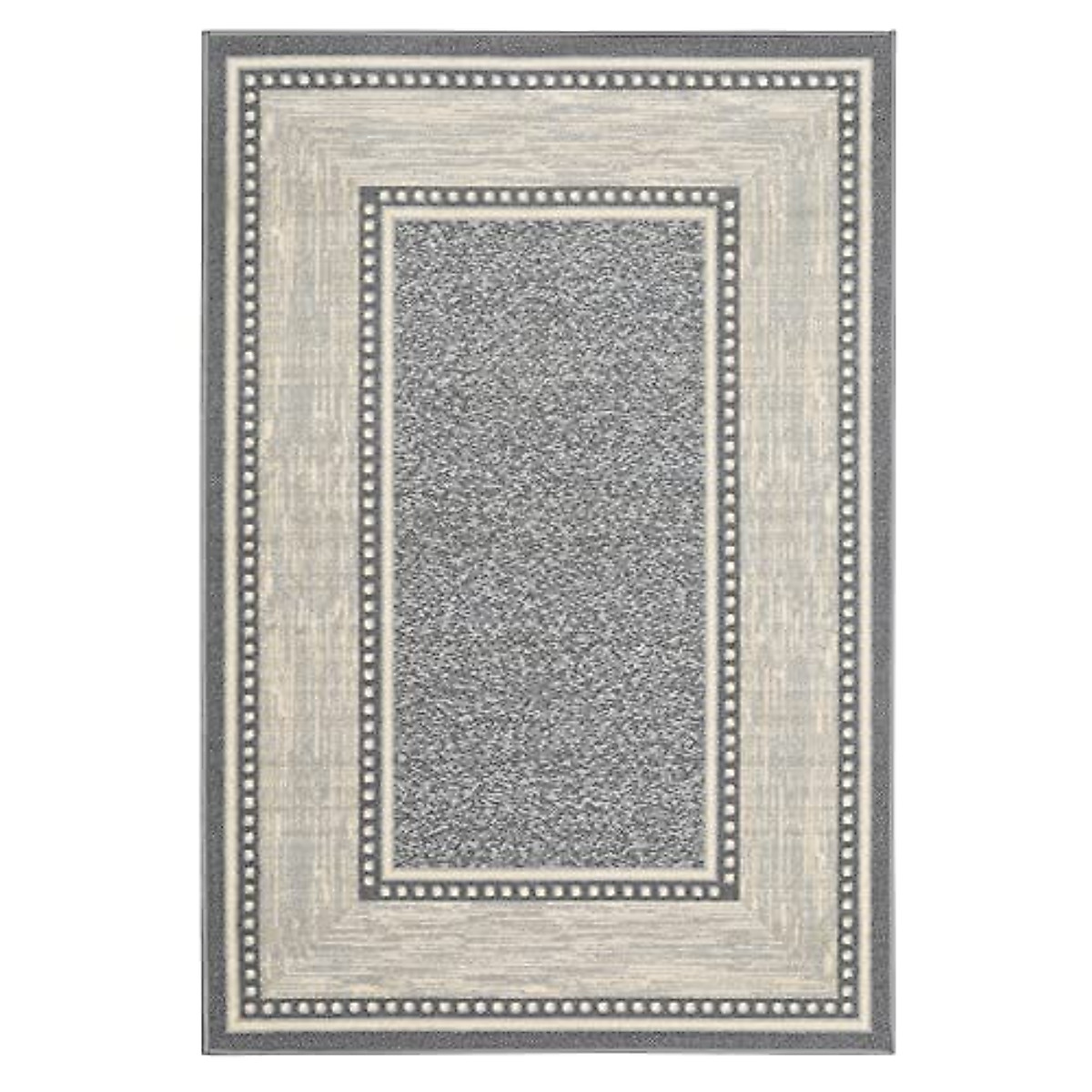 Ottomanson Ottohome Collection Non-Slip Rubberback Bordered Design 3x5 Indoor Area Rug, 3'3" x 5', Light Gray