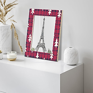 POFATO Red Plaid Christmas Tree 8x10 Picture Frame Wood Photo Frame for Tabletop Display Wall Mount Picture Frame Display 8 x 10 Inch Photo Wall Decor Home Gift Frames