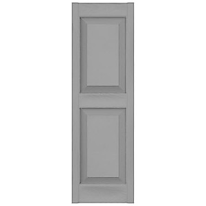 Ekena Millwork Lifetime Vinyl LP2S12X05500PG Standard Two Equal Panel Vinyls, Raised Panel Vinyl Shutters, w/Installation Shutter-Lok's & Matching Screws (Per Pair), 12"W x 55"H, Paintable