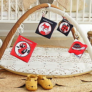 4 Baby Crinkle Books 0-6 12 Months， High Contrast Black and White Book， Touch and Feel Crinkle Cloth Book Soft Baby's First Fabric Book Activate Visual & Brain for Newborn, Toddler and Infant