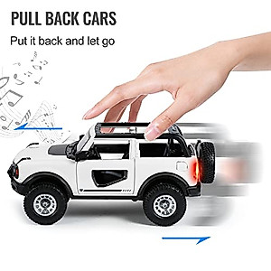 ARMSKY Toy Trucks 1:24 Scale Metal Model Die-cast Hobby Toy Cars Gifts for Boys Girls and Adults Bronco Car Lovers Collection, White