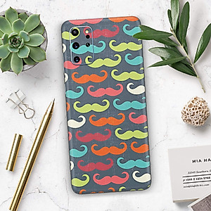 DesignSkinz Colorful Scratched Mustache Pattern Protective Vinyl Decal Wrap Skin Cover Compatible with The Samsung Galaxy S20 (Screen Trim & Back Glass Skin)