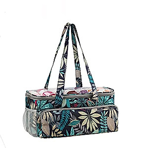 LUKEO Maple Leaves Yarn Storage Bag Knitting ToteKnitting Organizer Women's Sewing Crochet Hooks