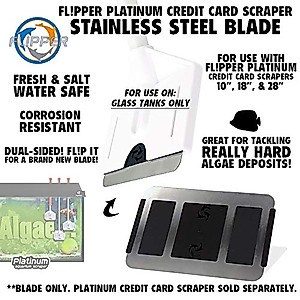 FL!PPER Platinum Aquarium Scraper Stainless Steel Replacement Blade for Fish Tank Cleaning - Replacement Stainless Steel Blade for Glass Tanks - Aquarium Cleaner Blade Card