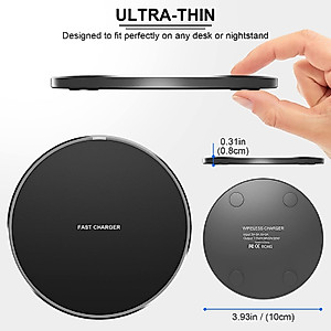 Fast Wireless Charger (Pad), 10W Max Wireless Charging Compatible with iPhone 14/14 Plus/14 Pro/14 Pro Max/13/12/SE/11/X/XR/8, AirPods/AirPods Pro, Google Nexus 4/Huawei/LG/Samsung(No AC Adapter)