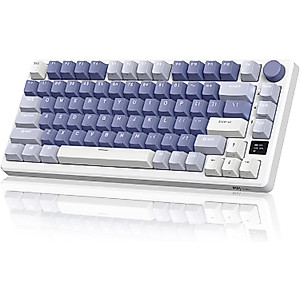 RK ROYAL KLUDGE M75 Mechanical Keyboard with OLED Smart Display and Volume Knob, 2.4G/USB-C/BT Gasket Mounted 75% Layout Wireless Gaming Keyboard with 81 Keys, RGB Backlit Hot-Swappable Brown Switch