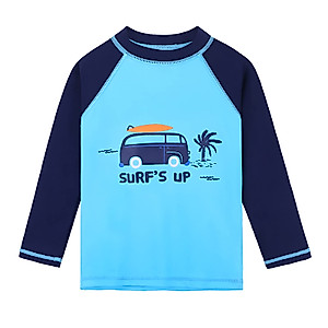 HUAANIUE Baby Toddler Boy Swimsuit Rashguard Set Swimwear UPF 50+ Car 3-4 T