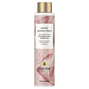 Pantene Nutrient Blends Miracle Moisture Boost Rose Water Shampoo for Dry Hair, Sulfate Free, Floral, 9.6 Fl Oz