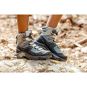 Salomon Women's QUEST ELEMENT GORE-TEX Leather Hiking Boots for Women, Ebony / Rainy Day / Stormy Weather, 8