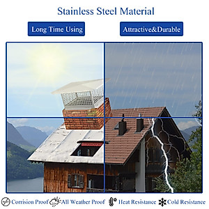 Flieeya Chimney Cap, Stainless Steel Chimney Cap, 17" x 29" Bolt On Single Flue Chimney Cover 304 Stainless Steel Fireplace Chimney Cover Adjustable for Outdoor Masonry Chimney