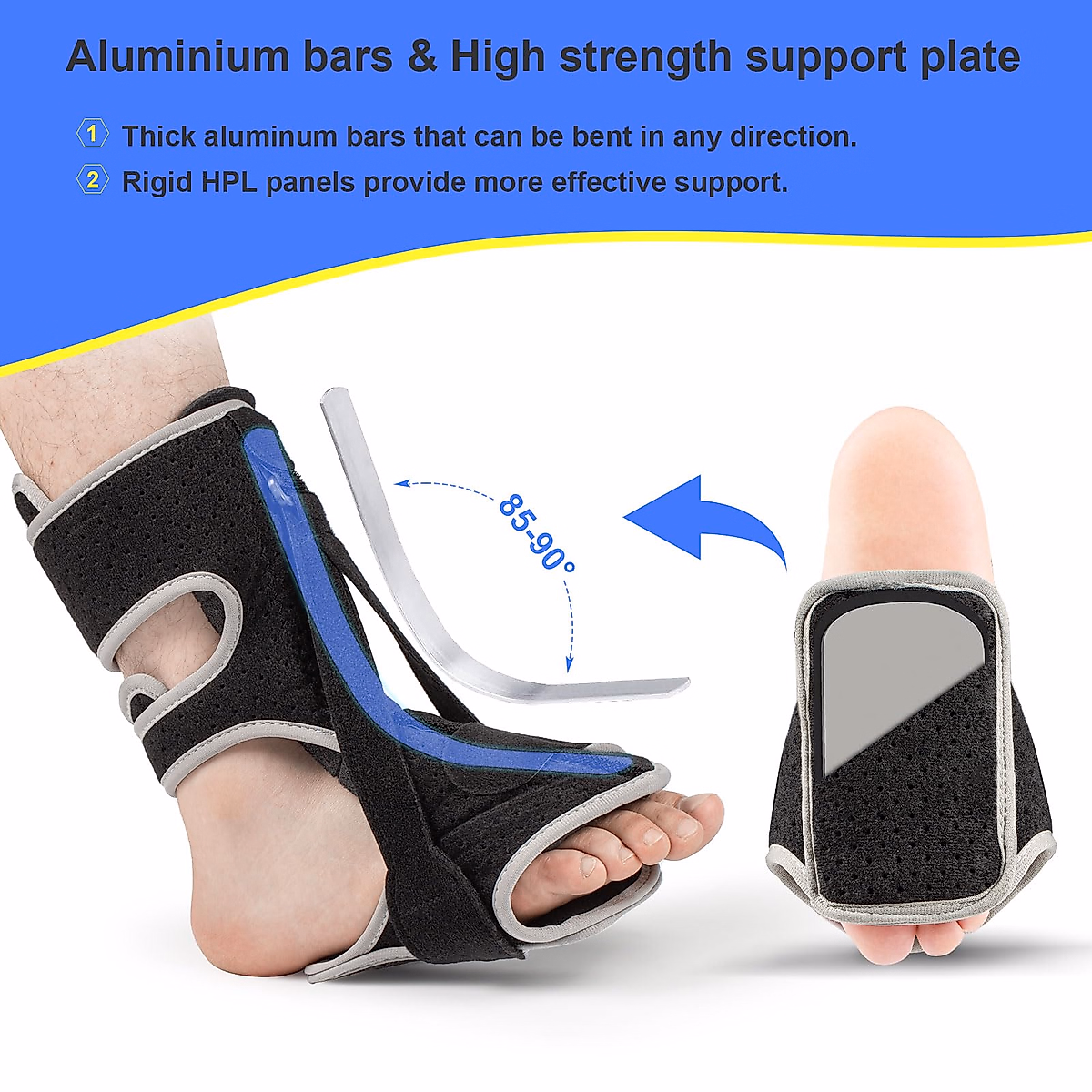Kairry Plantar Fasciitis Night Splint,2023 Upgraded Adjustable Plantar Fasciitis Relief Night Splint ，Achilles Tendonitis and Foot Drop for Women and Men (Black Gray)
