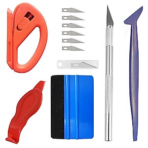 LZLRUN 10 PCS Automotive Vinyl Film Tool Kit, Window Film Installation Tools Wrap Squeegee Wallpaper Smoothing Tool Felt Squeegee Hard Scraper Vinyl Trimming Tool for Car Wrapping Installation