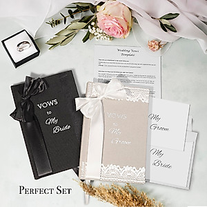 Elegant His and Hers Vow Books Set - Vows Book His and Hers w/ Keepsake Box, Ring Bags, Bride & Groom Cards, Writing Template - Linen Covered Vow Books for Wedding - Heartfelt Wedding Vow Keepsake