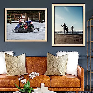 Kilarero 12x16 Picture Frame Set of 2, Made of Solid Wood Covered by Plexiglass Display 11x14 with Mat or 12x16 Without Mat for Wall or Tabletop, Photo Frame for Horizontal and Vertical Display(Natural,12x16)