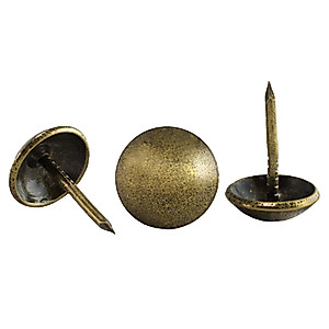 decotacks® 500 PCS Heavy Duty Antique Brass Finish Upholstery Tacks, Sofa Nails, French Natural Thumb Tack,Push Pin, 7/16" Head Dia [Antique Brass, French Natural] DX0511AB500