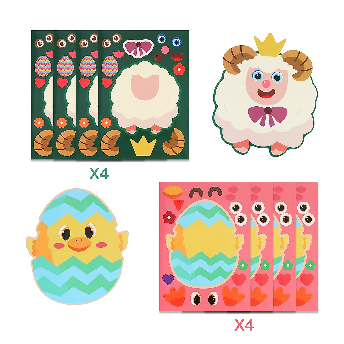 Aitsite 36pcs Easter Animal Stickers with Bunny, Chicken, Easter Eggs, Easter Stickers, DIY Easter Art and Craft Stickers for Kids Home (24pcsDIY Sticker)