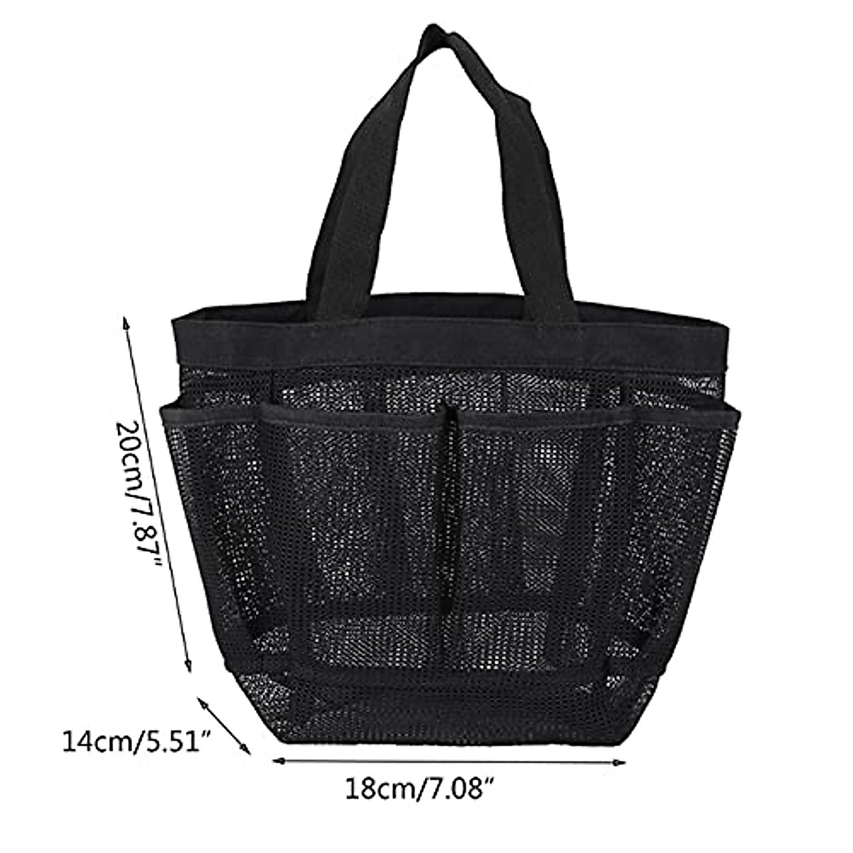 ZKSM Mesh Shower Caddy, Portable Shower Basket Dorm with 9 Pockets, Quick Dry Hanging Shower Bag, Essential Toiletry Storage Bag for Student Dormitory, gym, travel or camping (Black)