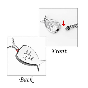 Angel Wing Cremation Necklace for Ashes Stainless Steel Urn Pendant Ashes Holder Memorial Jewelry-I’m Here WATCHING Over You