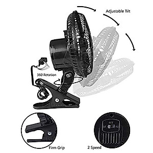 Comfort Zone CZ6C 6-Inch 2-Speed Clip-On Fan (Black, 2 Fans)