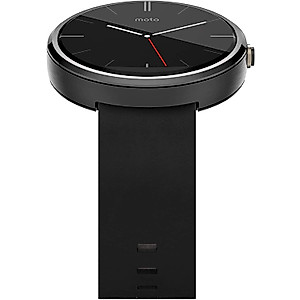 Motorola Moto 360 Timepiece Smart Watch - 1st Gen - Black Leather for Android Smart Phone - with Wall/Car Charger Dock (Renewed)