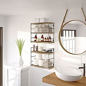 Eifiwot Floating Shelves Wall Mounted, Adjustable Storage Rack for Office, Bathroom, Living Room, Bedroom, Kitchen, Light Brown Shelves for Wall Decor(5 Boards)