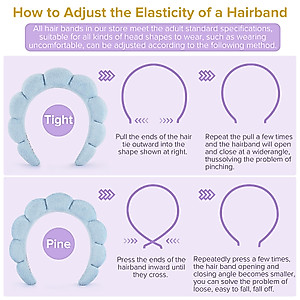 DiyJibb Spa Headbands for Women Ladies- Puffy Makeup Headband Combo Pack- Set of 2 Terry Towel Cloth Fabric Hair Bands for Washing Face (Pink & Blue)