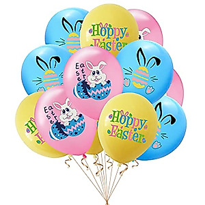 Easter Party Balloon Set - Easter Happy Banner, Easter Egg Bunny Balloon, Easter Cake Tag,Easter Party Supplies (34 Pieces)