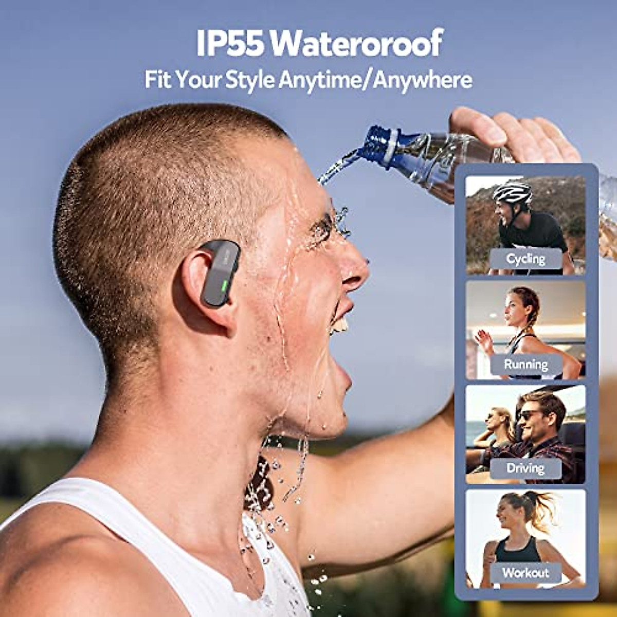 DACOM True Wireless Bone Conduction Headphones Open Ear Bluetooth Headphones with Earhooks 26 Hrs Playtime with Charging Case Sport Earbuds Waterproof with Built-in Mic for Workouts Running Cycling