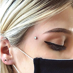 ZS 9PCS Opal 16G Dermal Anchor Tops 3mm 4mm, 14G Surgical Steel Internally Threaded Base Microdermal Piercing Jewelry for Women Men (B:4mm)