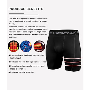 Holure Men's 5 Pack Performance Compression Shorts Athletic Running Underwear Black/Camo Grey/White/Navy/Red 17-L