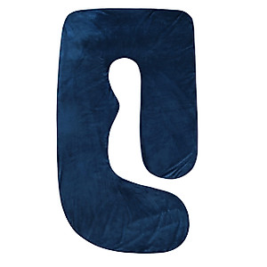 FENGFENG Navy Velvet Large Maternity J-Shaped Home Pregnancy Pillows for Sleeping,Pillow Pregnant Woman Stomach Lift Pillow Side Sleeping Pillow Waist Navy Pillow(31"x47"x70")