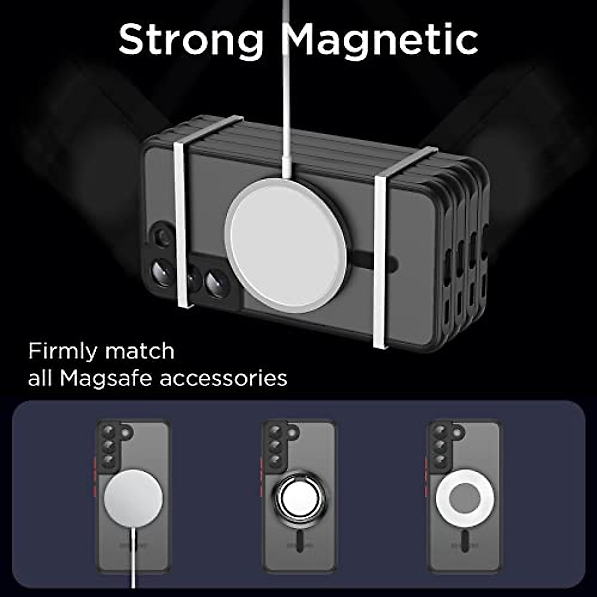 HONGRVWI Magnetic Adapter Ring，Qi-Enabled Devices and Snap/Snap+ Wireless accessorie，Includes 2 Magnetic Rings and 2 Auxiliary Installation Tools，Works with iPhone, Android, Samsung Phones (Black)