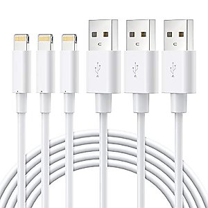 Novtech MFi Certified iPhone Charger Cable 3Pack 3FT USB to Lightning Cable 2.4A Fast Charging Cord Wire for iPhone 14 Plus 13 12 11 Pro Max XR Xs X 8 7 6 6s 5 5s SE iPad Air Pro Mini - White