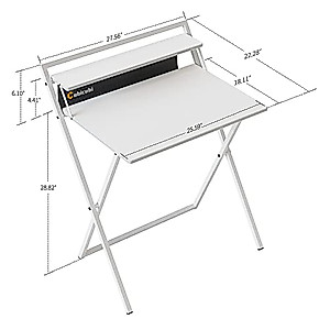 CubiCubi Small Folding Computer Desk 30 Inch with Shelf and Storage Bag, No Assembly Required, Home Office Writing Desk, Small Study Table, White