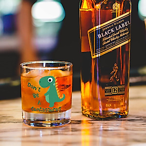 DAZLUTE Funny Dinosaur Gag Gifts, Don’t be A Cuntasaurus Whiskey Glass for Men Women Friends Boss Manager Employee Coworker, Christmas Thanksgiving Birthday Gifts, White Elephant Gifts Exchange, 10 OZ