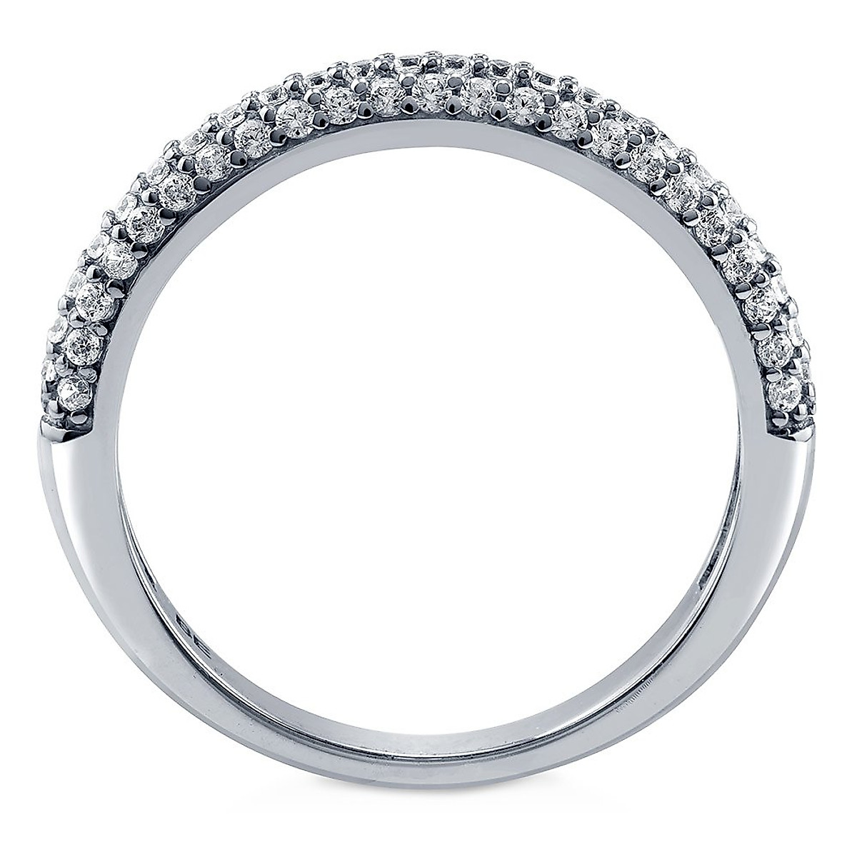 BERRICLE Sterling Silver Wedding Rings Pave Set Cubic Zirconia CZ Half Eternity Ring for Women, Rhodium Plated Size 8.5