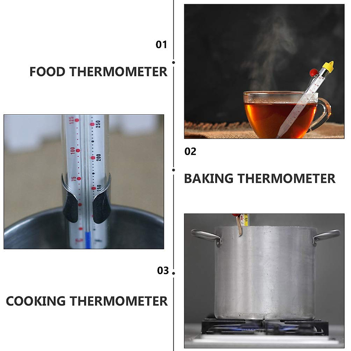 YARDWE Candy T- hermometer Syrup Jam Jelly Deep Fry Sugar Glass Temperature Monitor with Hanging Hook Pot Clip for Kitchen Food Cooking