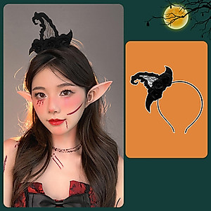 Soochat Halloween Witch Hat Headband, Witch Hat with Flower Hair Hoop for Halloween Costume Dress up Party Supplies