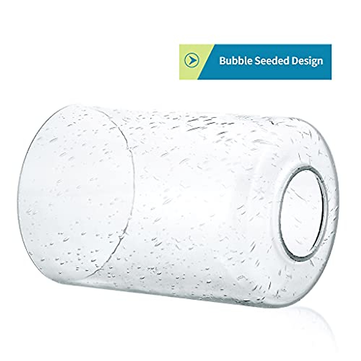 Skelang Clear Glass Shade, Seeded Light Shade, Lampshade with 1-5/8 Inches Fitter, Cylinder Replacement Shade for Pendant Light, Chandelier, Wall Sconces, Vanity Lights, Pack of 3