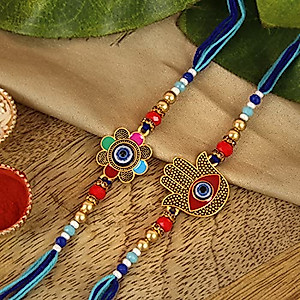 TIED RIBBONS Rakhi for Brother Set of 2 Rakhi Set for Brother Rakhi | Greeting Card | Roli Chawal Tika - Raksha bandhan Rakhi Bracelet for Brother | Bro Rakhi Thread | Rakhi for Bhaiya