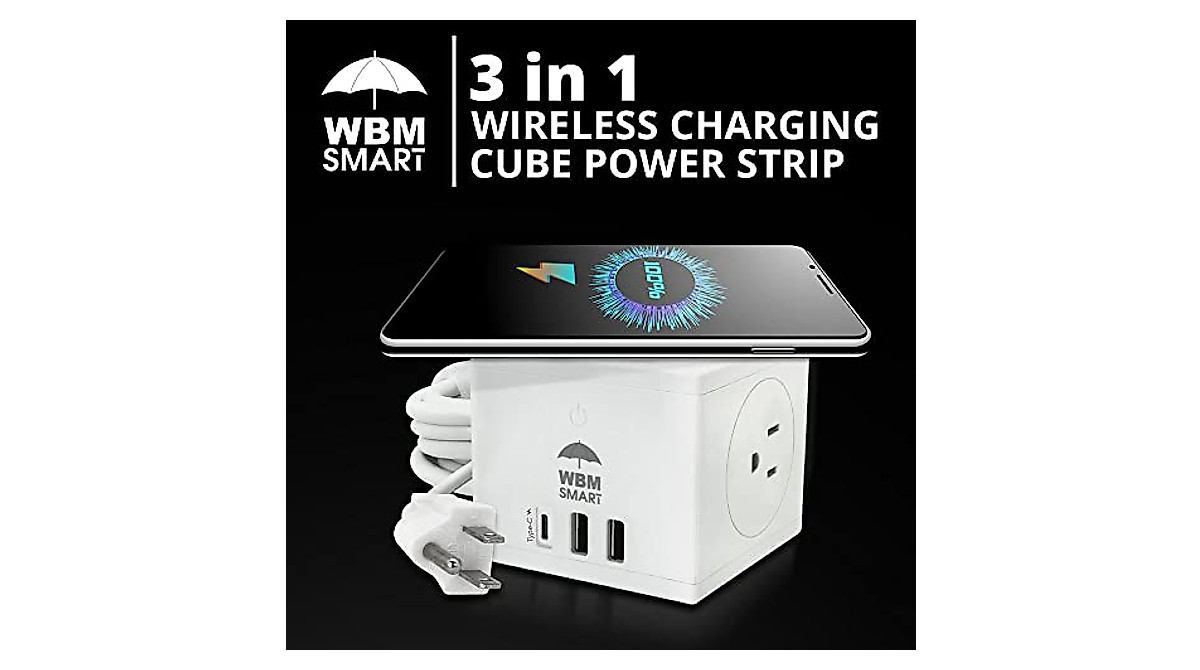 WBM Power Strip Cube: Surge Protector & Wireless Charger